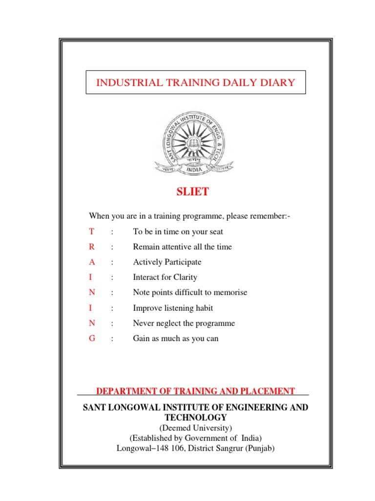 Industrial Training Daily Diary Guide | PDF | Specification (Technical ...