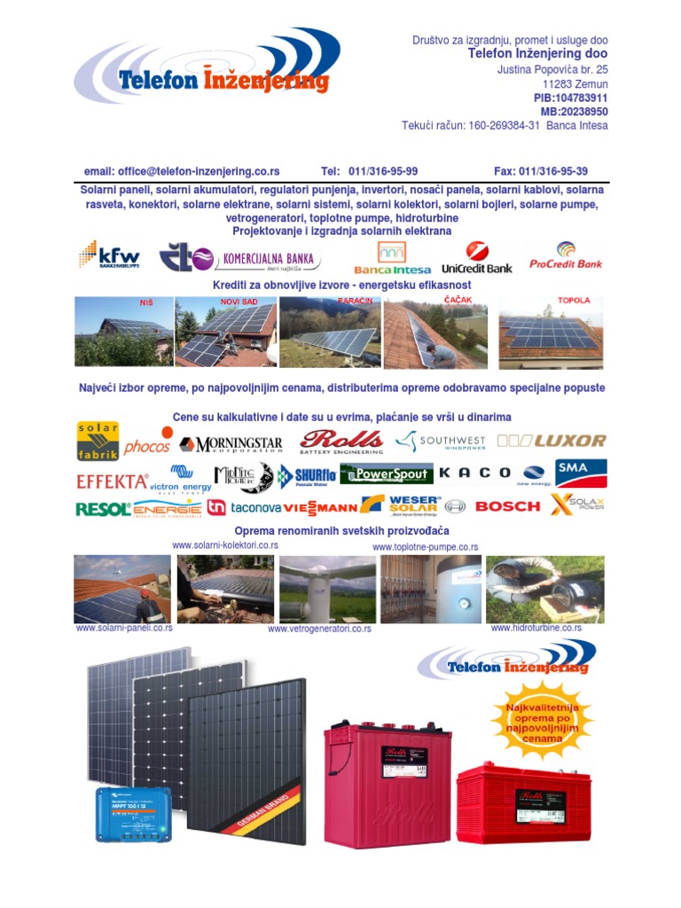 Cenovnik Solarnih Panela 2017 | PDF