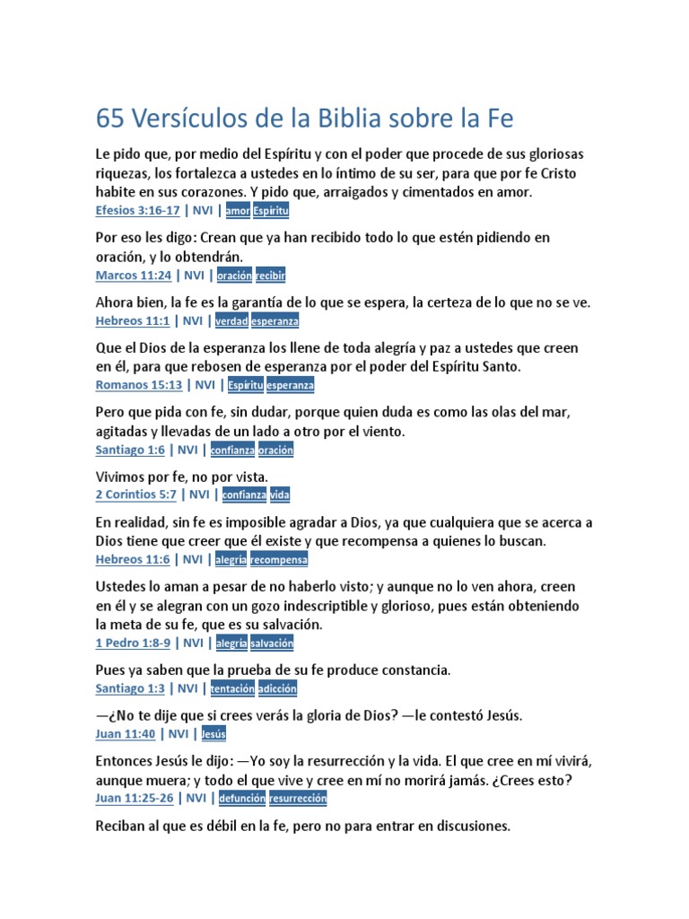 65 Versículos de La Biblia Sobre La Fe | PDF | Salvación | Jesús