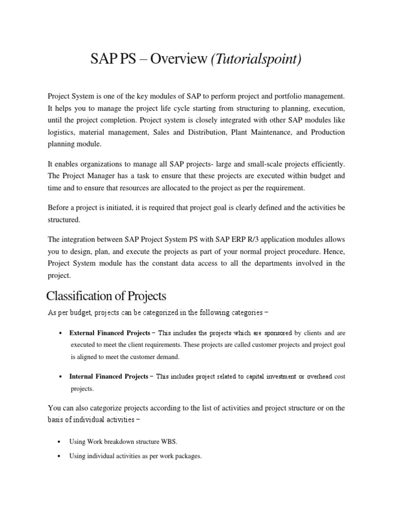 SAP PS (Tutorialspoint) | PDF | Business | Computing And Information ...