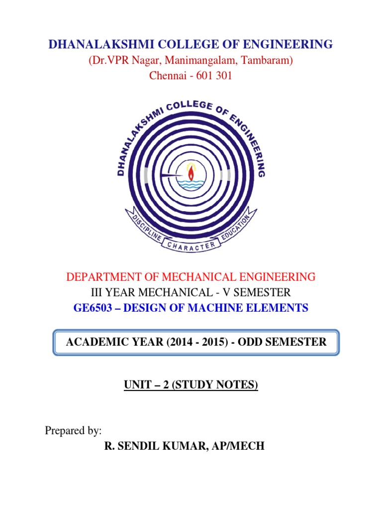 Me6503 Dme Unit 2 Study Notes 2015 | PDF | Machines | Vehicle Technology
