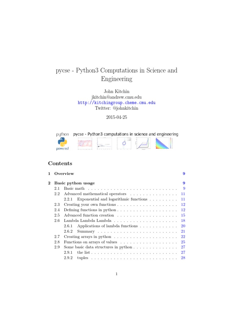 Pycse | PDF | Ordinary Differential Equation | Parameter (Computer Programming)