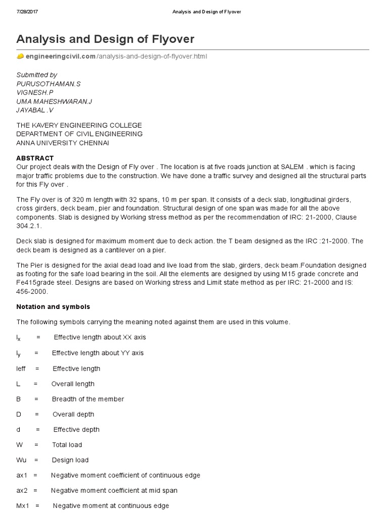 Analysis and Design of Flyover | PDF | Beam (Structure) | Structural Load