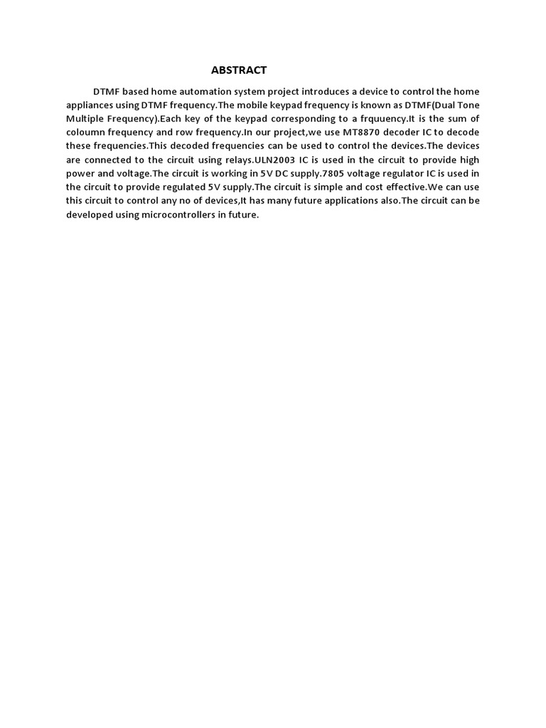 DTMF Based Home Automation System Project Introduces A Device To Control The Home | PDF | Computers