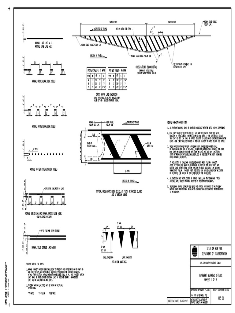 Pavement Marking Standards and Details | PDF | Lane | Sidewalk