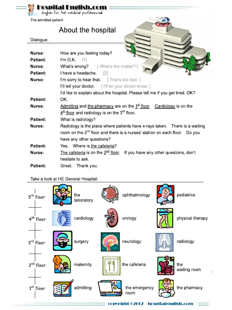 Free Printable Hospital Department Worksheets, Hospital Ward Worksheets ...