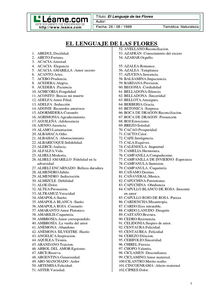 Diccionario de Las Flores | PDF | Plantas Domesticadas | Horticultura y ...