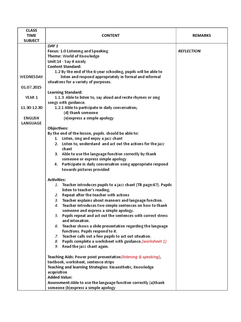 Unit 14 Say It Nicely (Lesson Plan) | PDF | English Language | Teachers