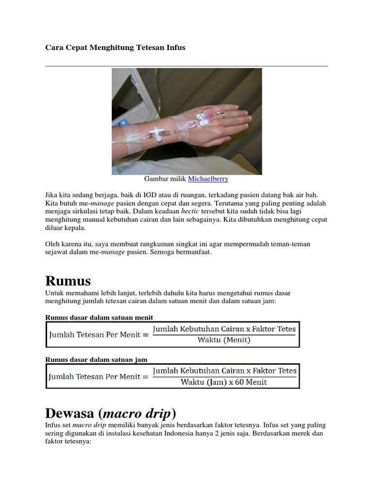 Cara Cepat Hitung Tetesan Infus | PDF | Kesehatan Holistik | Sains ...