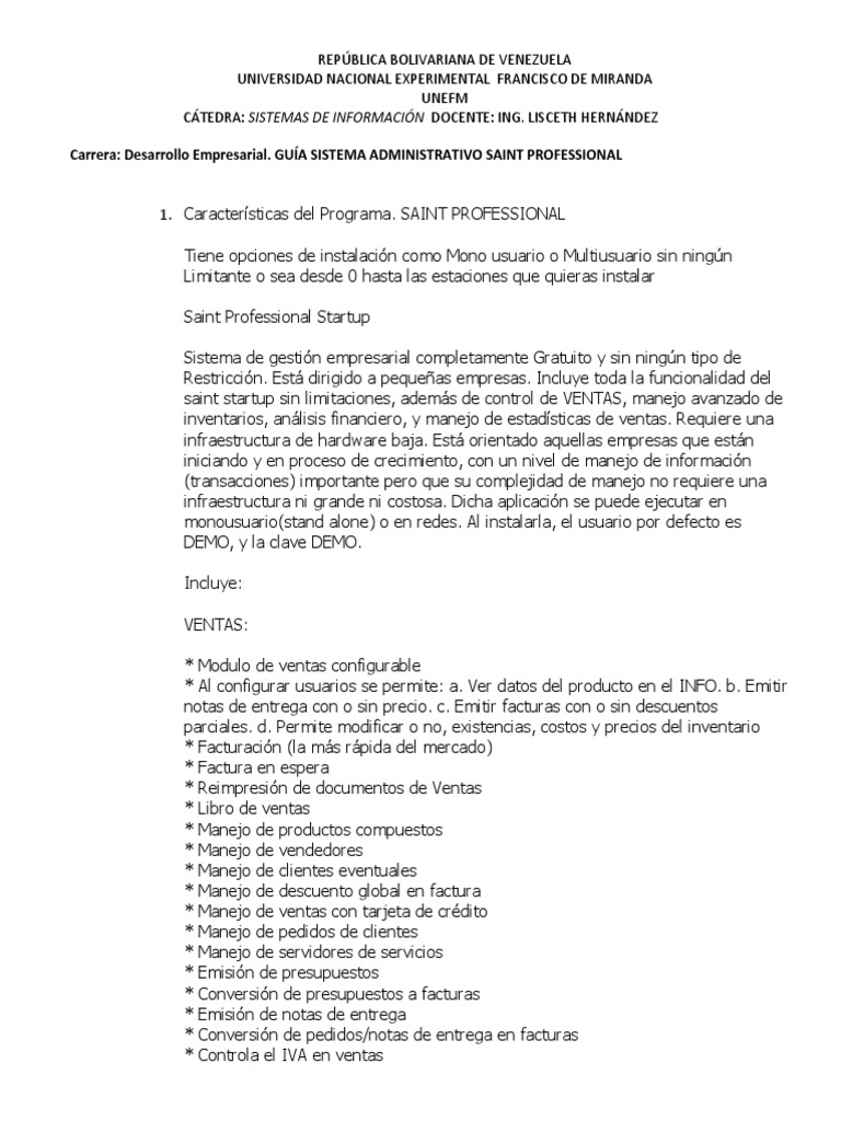 Características Del Programa Saint | PDF | Bancos | Cheque