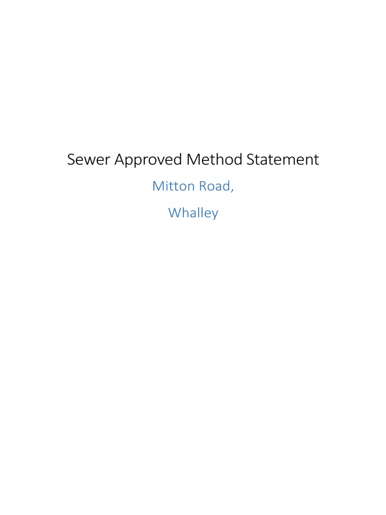 Sewer Approved Method Statement: Mitton Road, Whalley | PDF | Sanitary ...