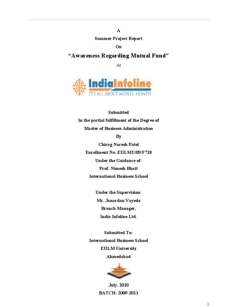 India Infoline (Awarness About The Mutual Fund) | PDF | Closed End Fund ...
