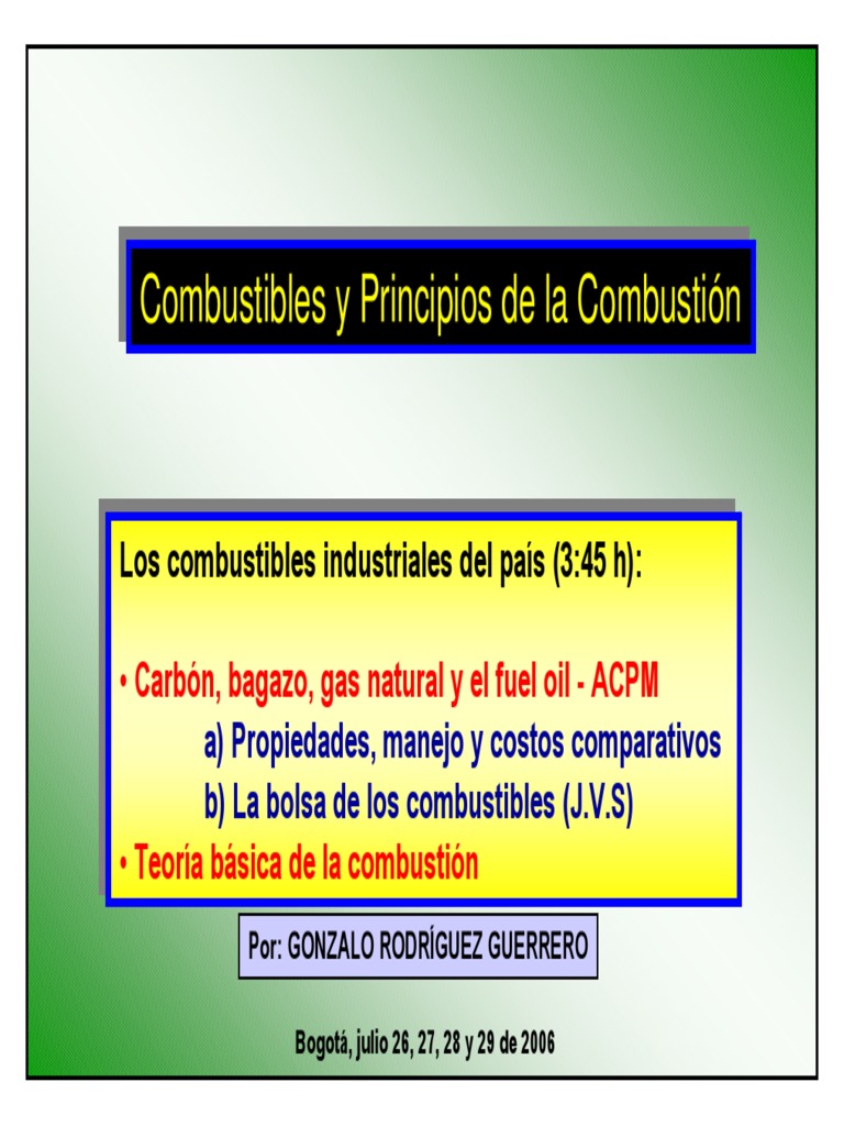 1 Combustibles Principios Combustion | PDF | Dióxido de azufre | Combustión