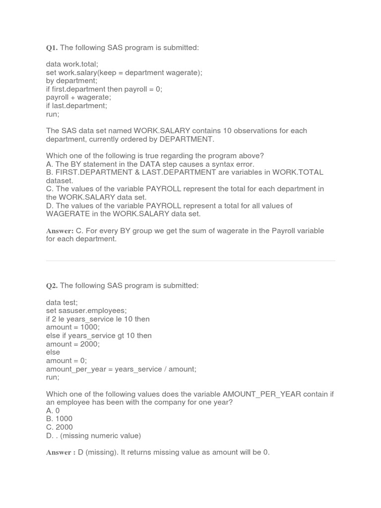 Crack Base SAS Certification | Download Free PDF | Sas (Software) | Variable (Computer Science)