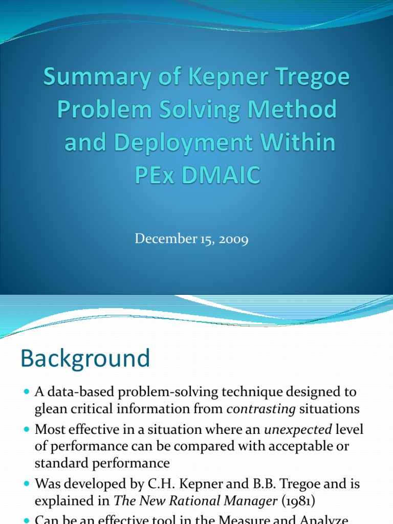 Kepner-Tregoe Problem Analysis Guide | PDF | Causality | Epistemology
