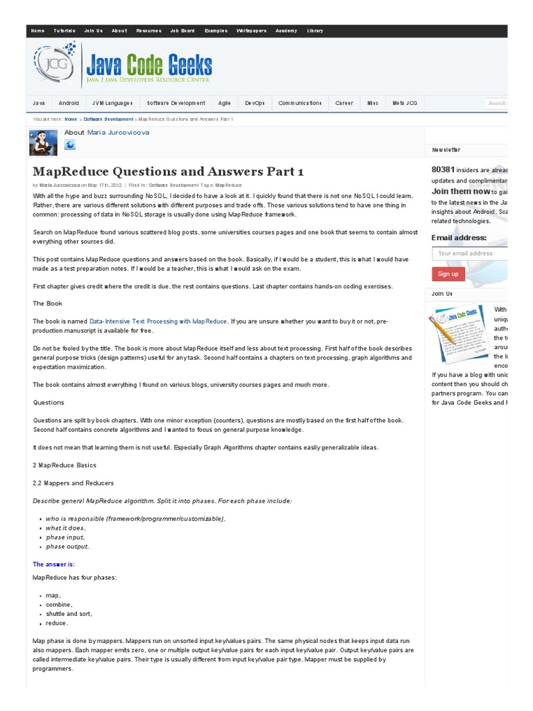 Mapreduce Questions And Answers Part 1 Java Code Geeks Pdf Map Reduce Apache Hadoop