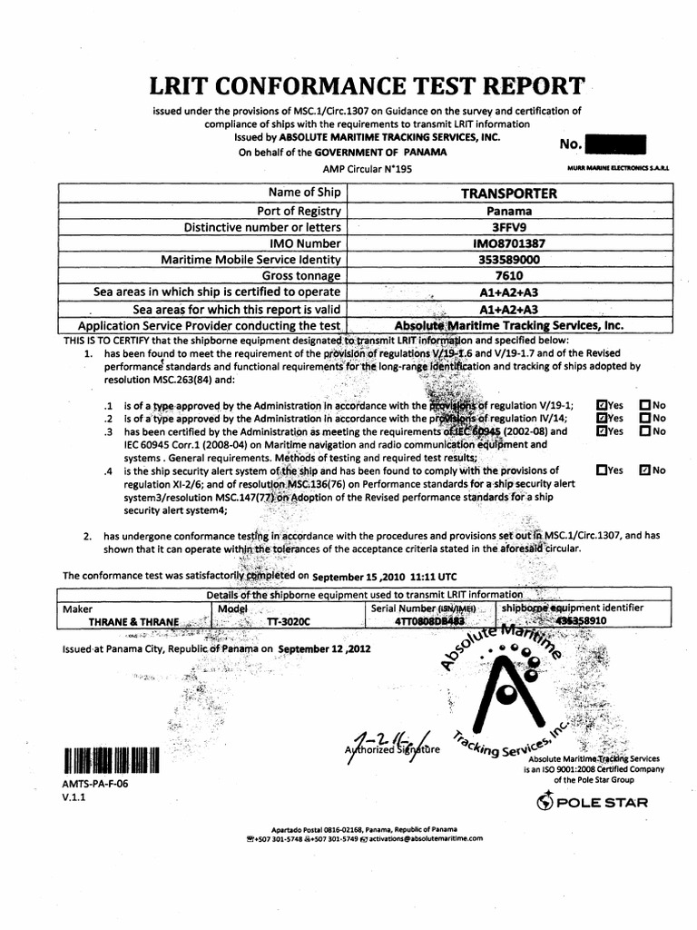 LRIT Conformance Test Report