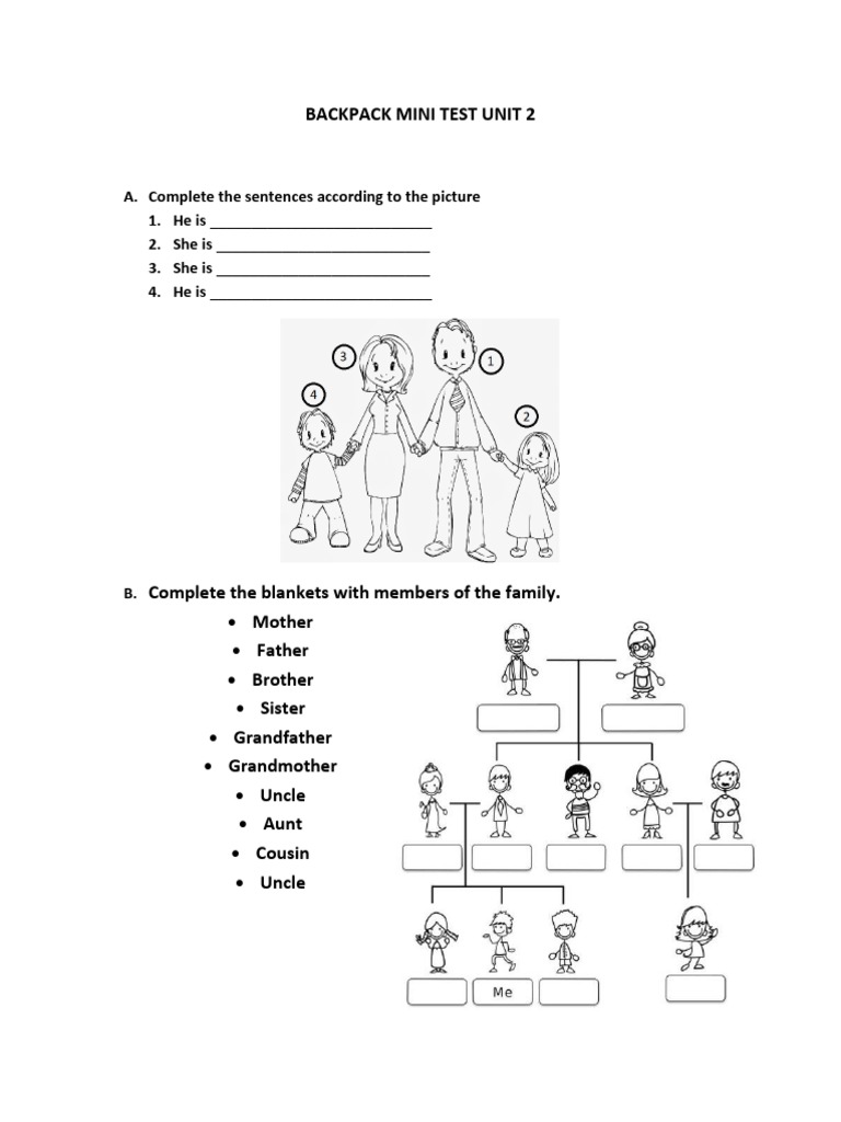 Family Vocabulary Mini Test | PDF | Language Arts & Discipline