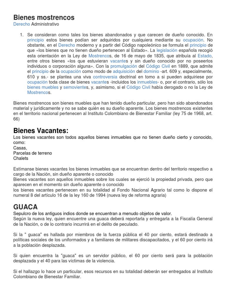 Bienes Mostrencos y Vacantes en Derecho | PDF | Propiedad | Minería