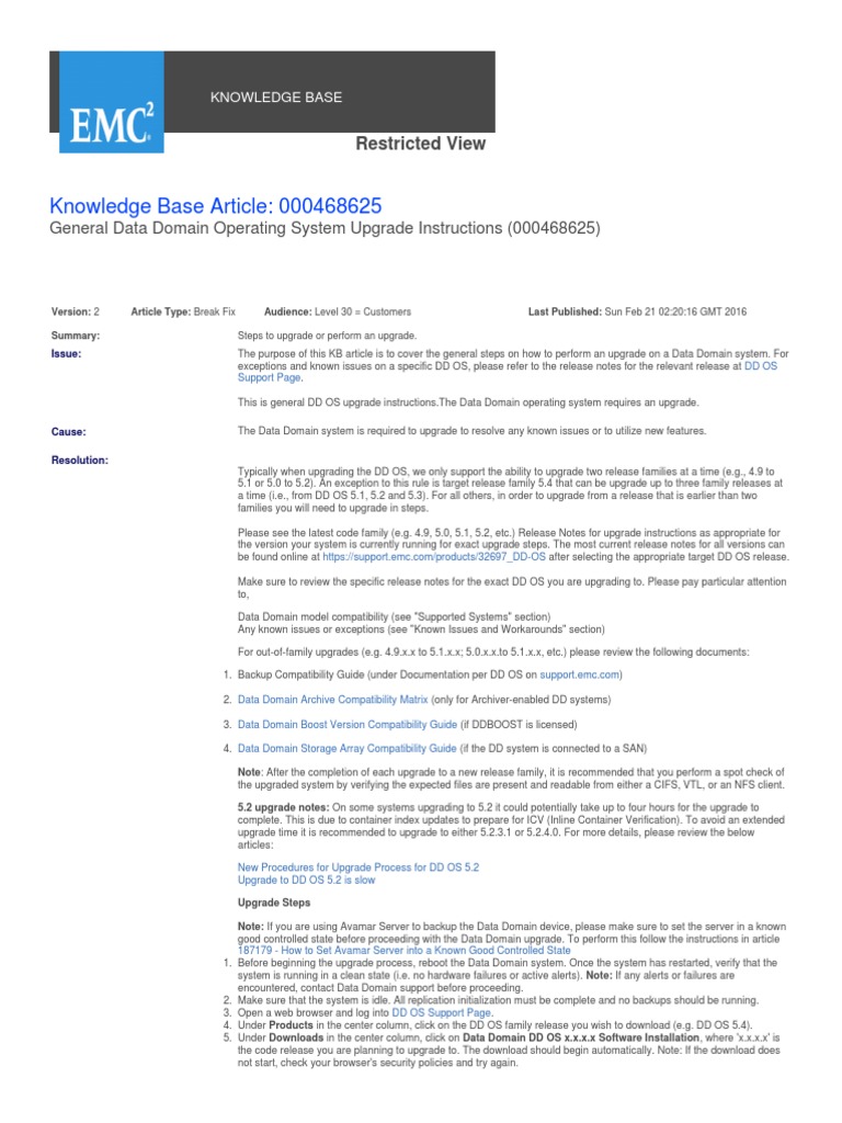 General Data Domain Operating System Upgrade Instructions Pdf Operating System Backup