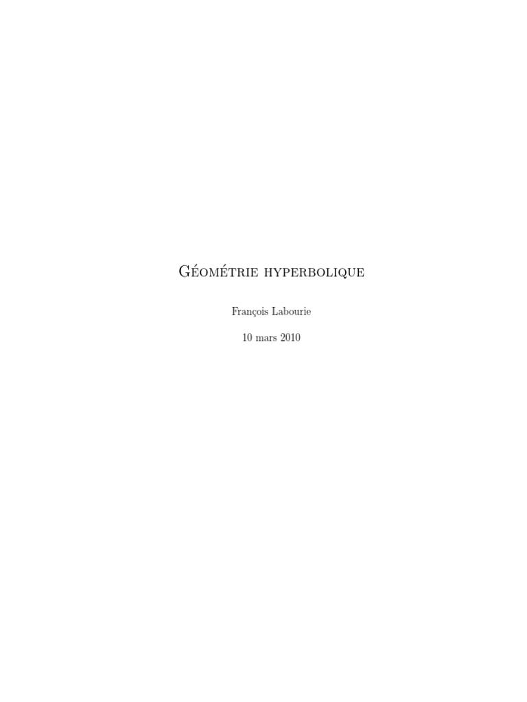 Introduction à la géométrie hyperbolique | PDF | Droite (mathématiques ...