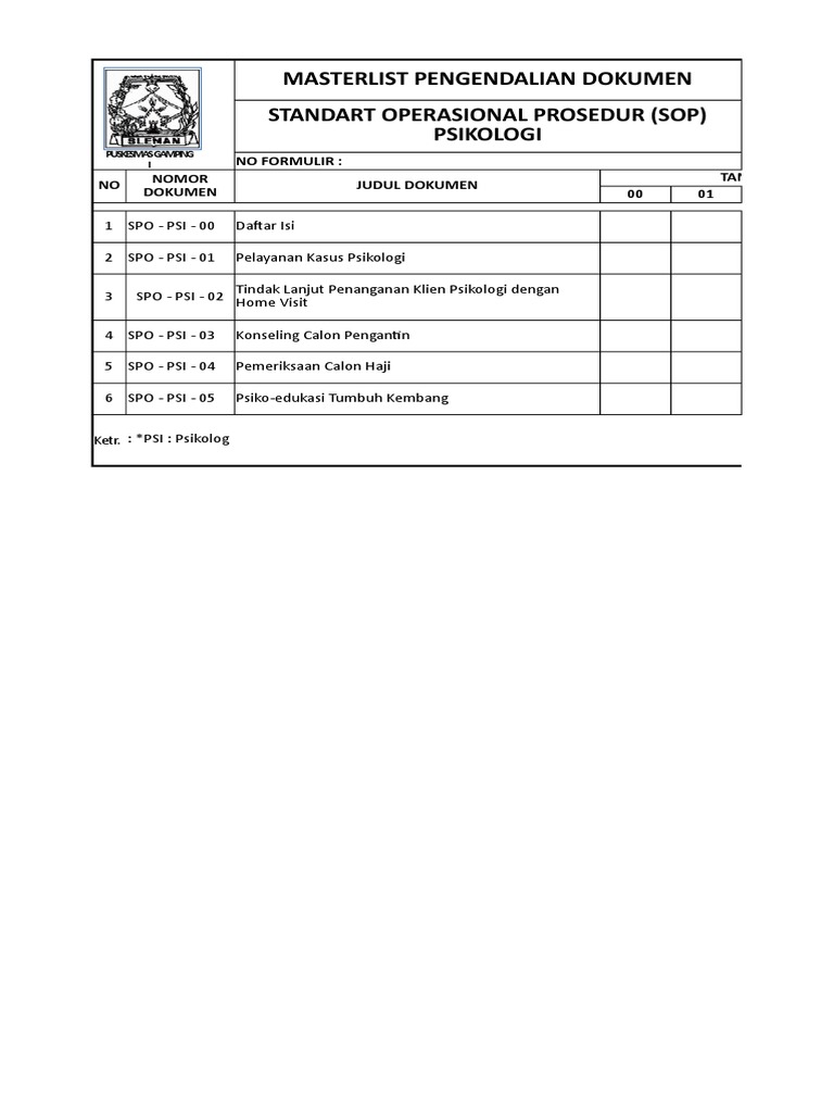 Masterlist Sop Per Poli | PDF