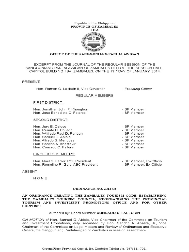 Tourism Code of Zambales | PDF | Tourism | Resource