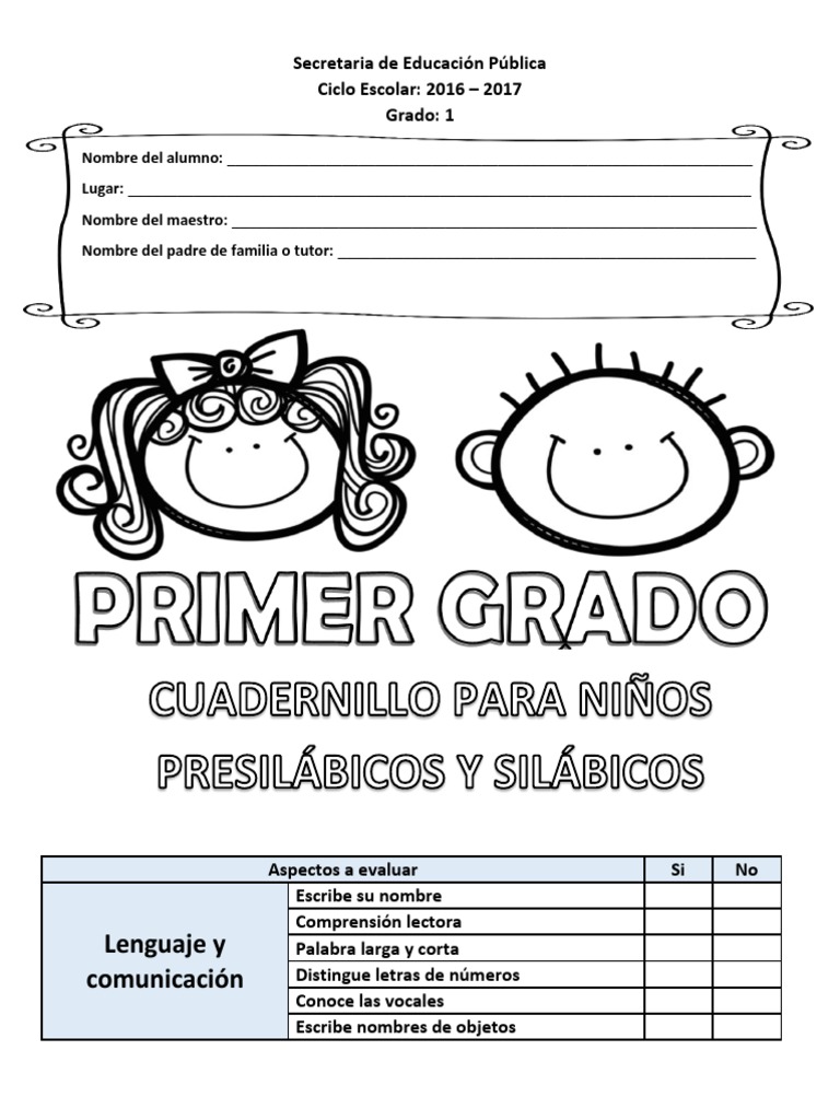 Cuadernillo Cuadernillo para Niños Presilábicos y Silábicos | PDF ...