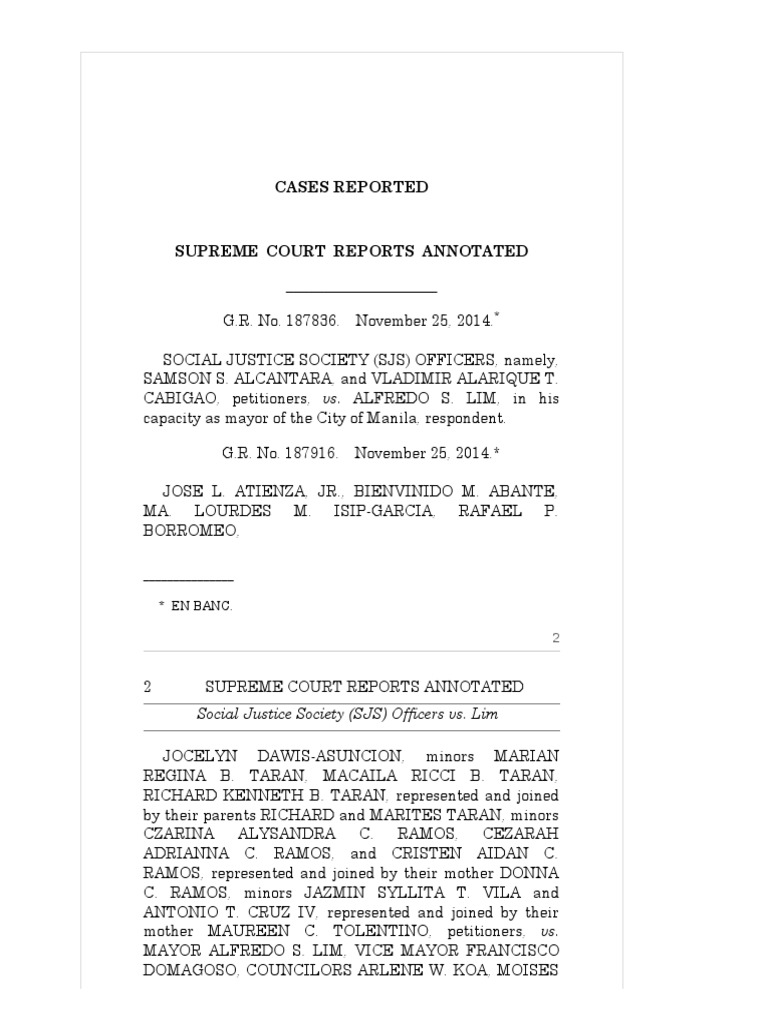 SJS vs. Lim | PDF | Standing (Law) | Writ Of Prohibition