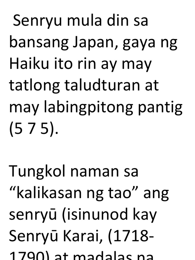 Senryu Mula Din Sa Bansang Japan | PDF