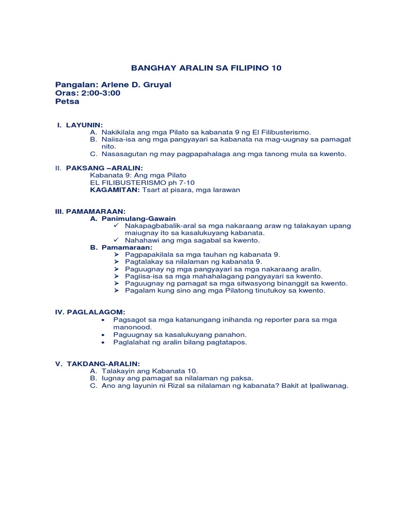 El Fili Lesson Plan | PDF