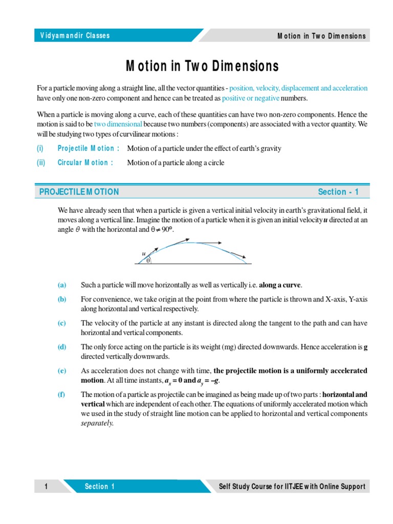 Projectile Motion in Two Dimensions | PDF | Acceleration | Angle