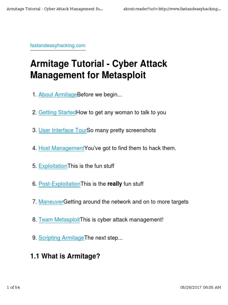 Armitage Tutorial: An Introduction to Cyber Attack Management Using the ...