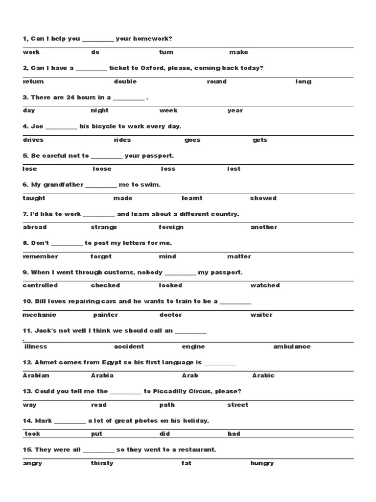 KET B1 Vocab Test | PDF | Sweden