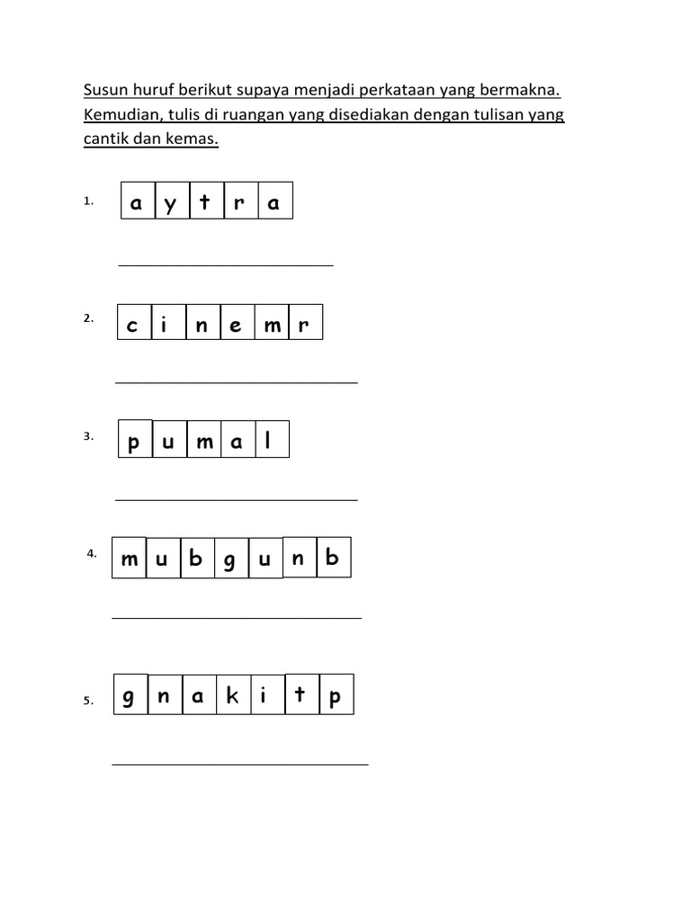 Latihan Susun Huruf Menjadi Kata | PDF