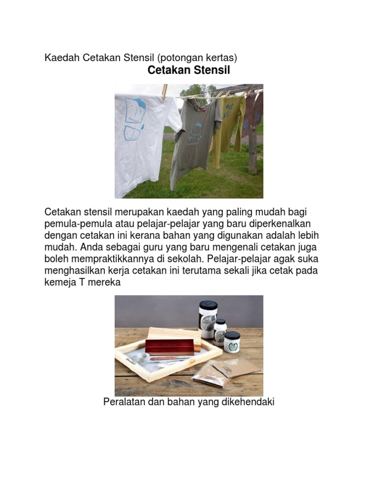 Kaedah Cetakan Stensil Pdf