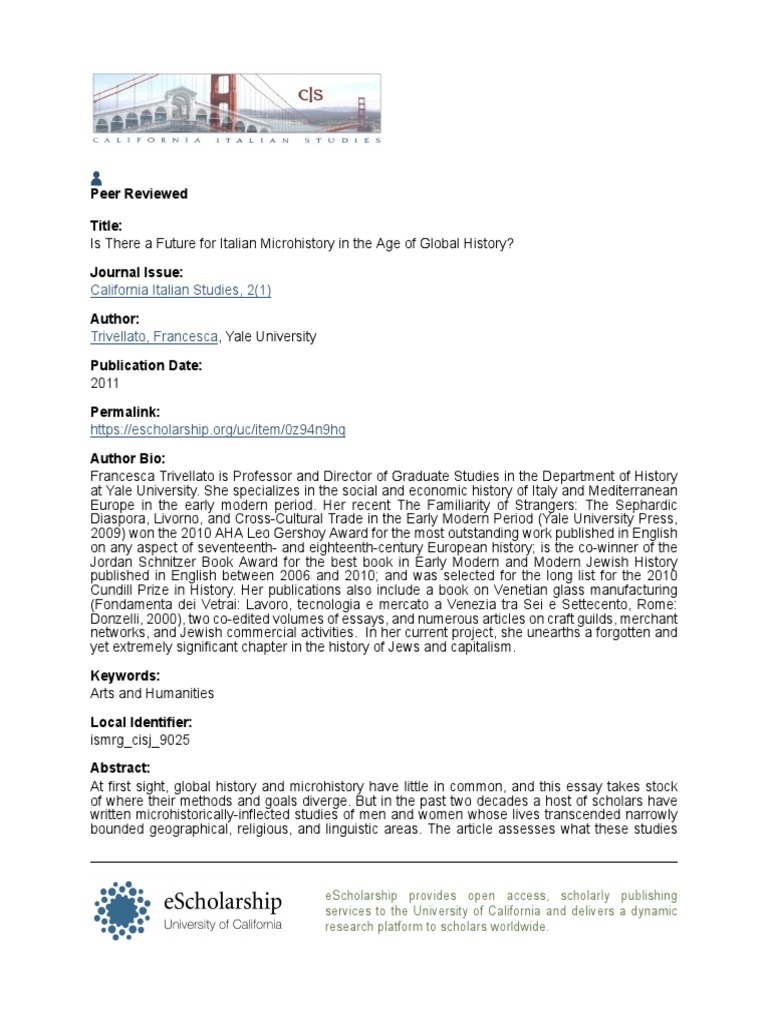 Future of Italian Microhistory in Global Context | PDF | Historian ...