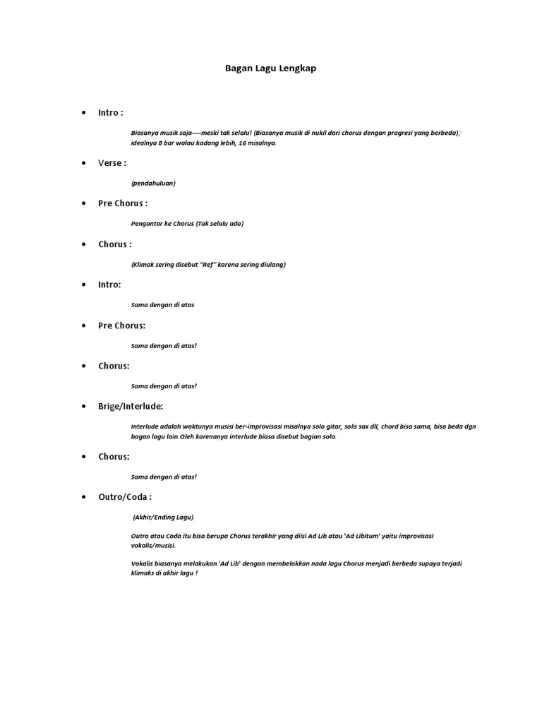 Bagan Lagu Lengkap | PDF