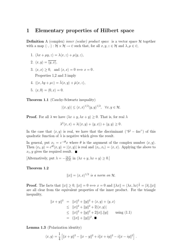 w1 PDF | PDF | Hilbert Space | Linear Subspace