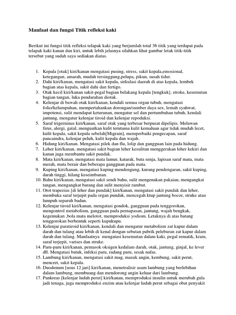 Manfaat Dan Fungsi Titik Refleksi Kaki Pdf
