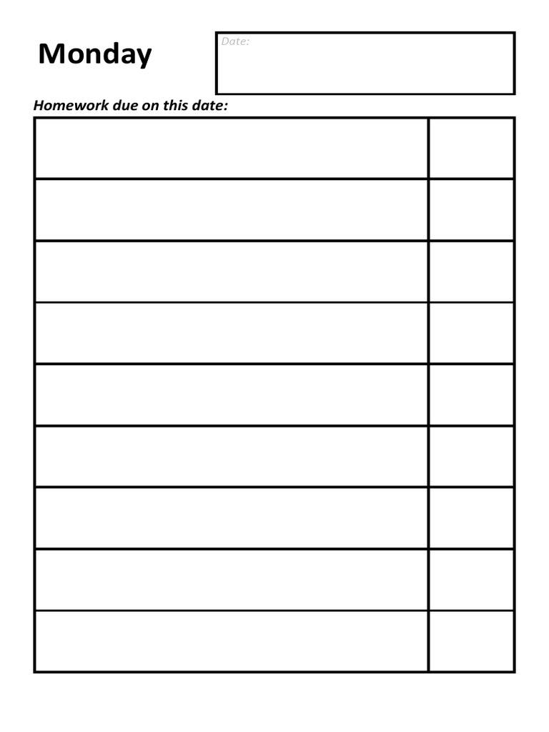 Monday: Homework Due On This Date | PDF