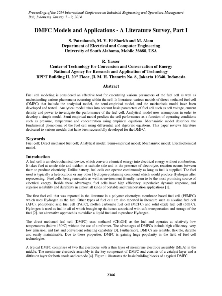 DMFC Models and Applications - A Literature Survey, Part I | Download Free PDF | Fuel Cell ...