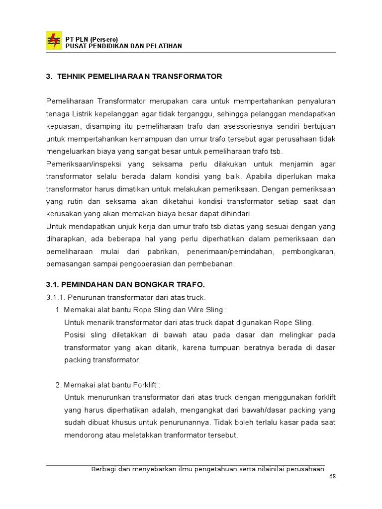 Teknik Pemeliharaan Transformator | PDF