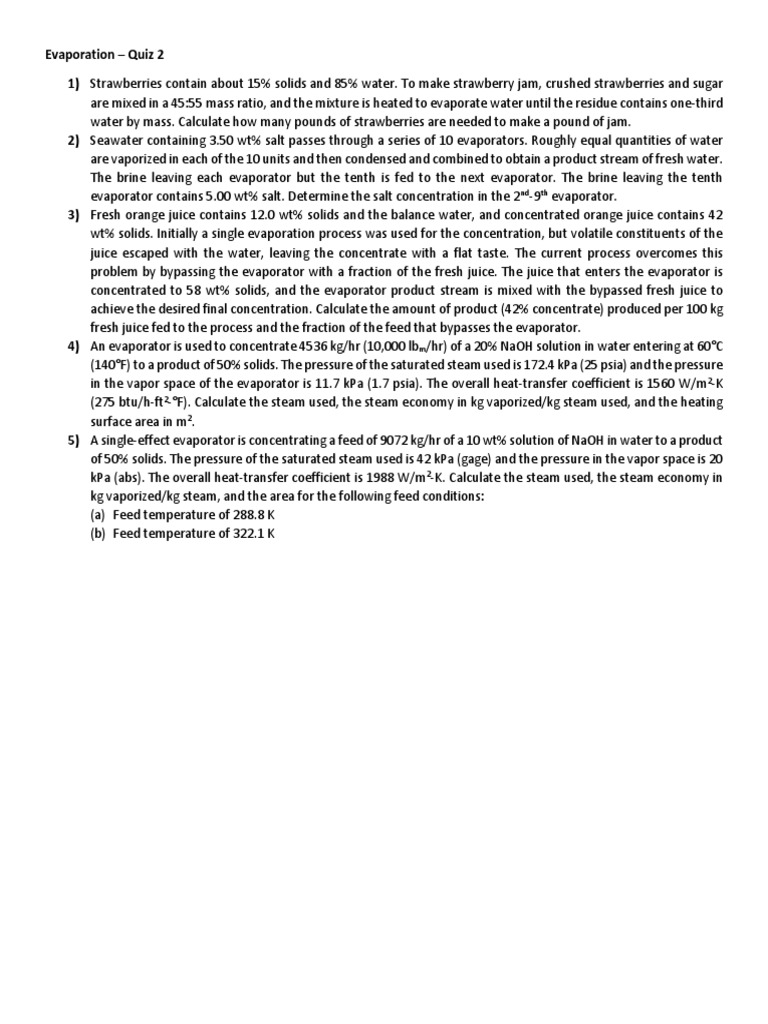Evaporation Quiz | PDF | Evaporation | Transparent Materials