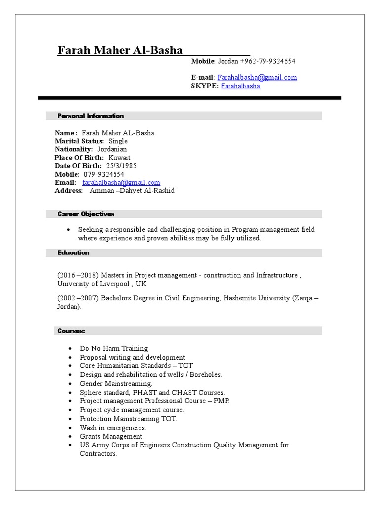 Farah Albasha Cv-2017 | Wash | Capacity Building