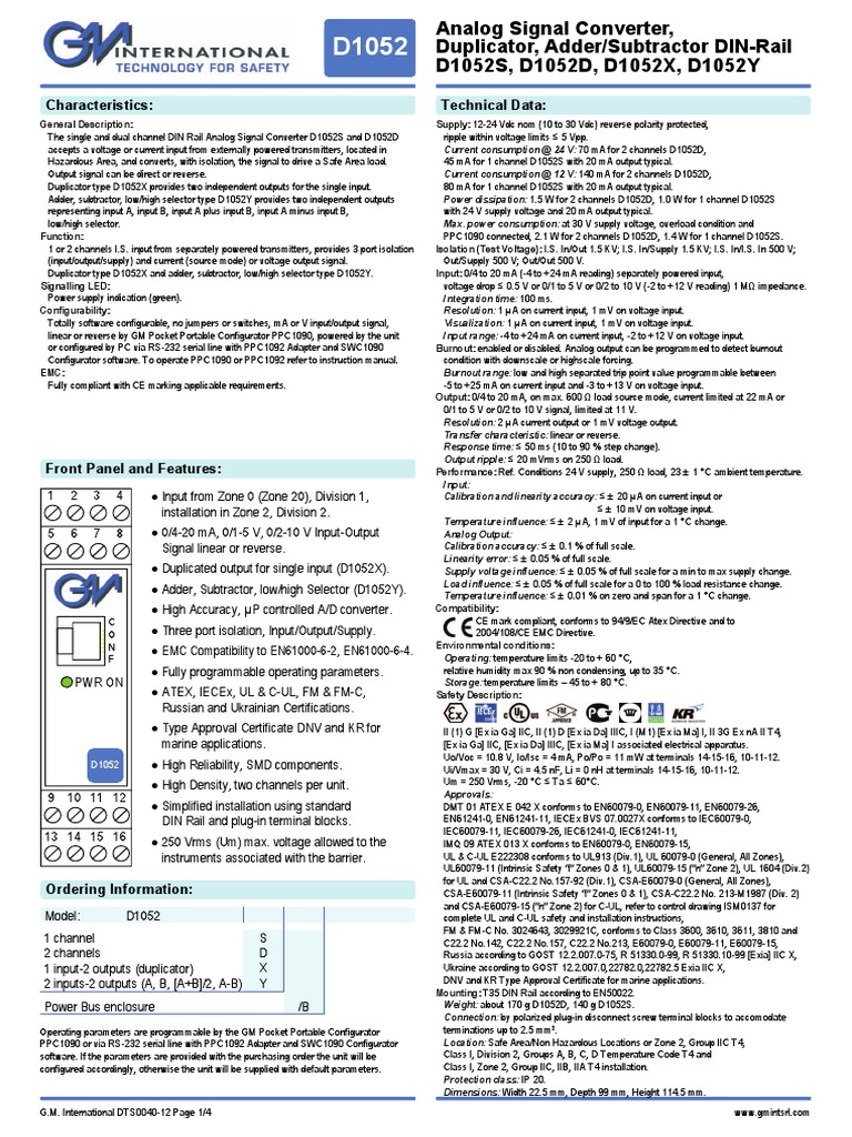 D1052 DTS0040 | Download Free PDF | Input/Output | Power Supply