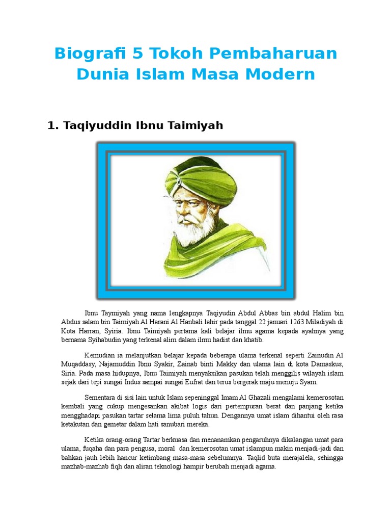 Biografi 5 Tokoh Pembaharuan Dunia Islam Masa Modern