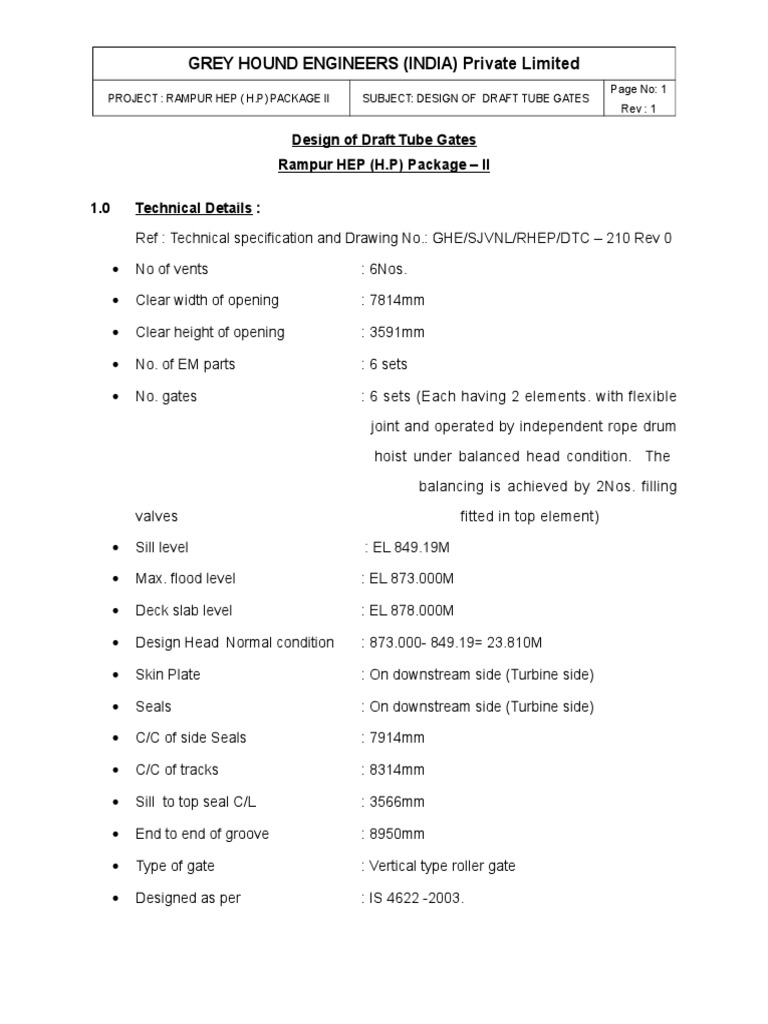 Draft Tube Gate | PDF | Bending | Stress (Mechanics)