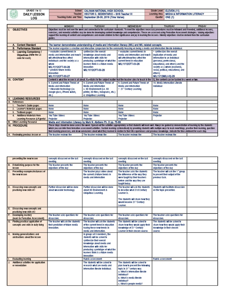Media Literacy Lesson Plan Overview | PDF | Educational Assessment ...