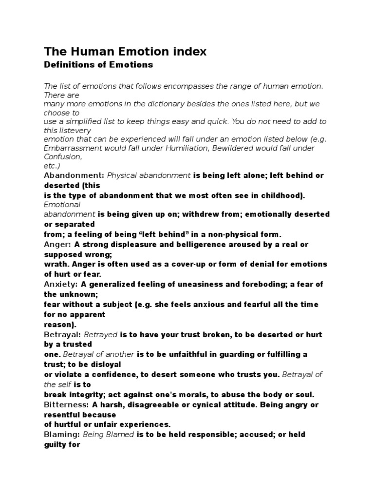 The Human Emotion Index | Download Free PDF | Grief | Anger